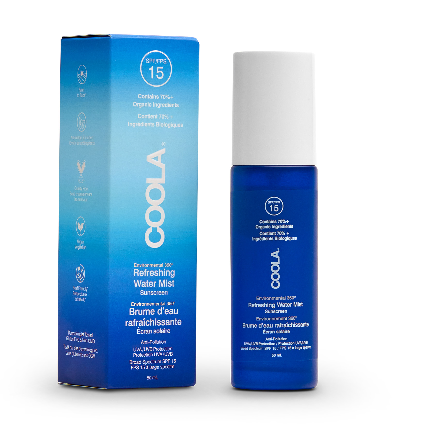 Coola SPF15 Organic Refreshing Water Mist Sunscreen | Space NK